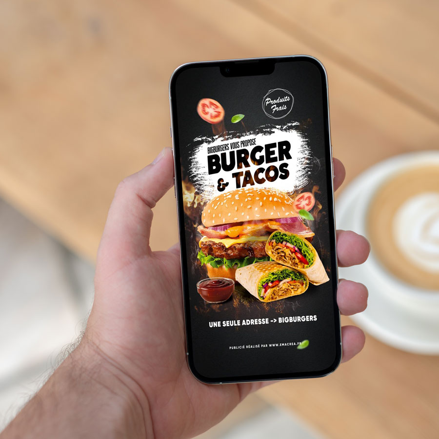 Réalisation de story Instagram pour BigBurgers - E'macréa
